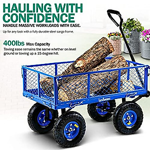 Landworks Leaf-Snow Blower Wheeled Walk Behind & Lawn & Garden Utility Cart/Beach Wagon [Bundle Deal]