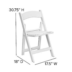 Flash Furniture Hercules™ Series Folding Chair - White Resin - 1000LB Weight Capacity Comfortable Event Chair - Light Weight Folding Chair