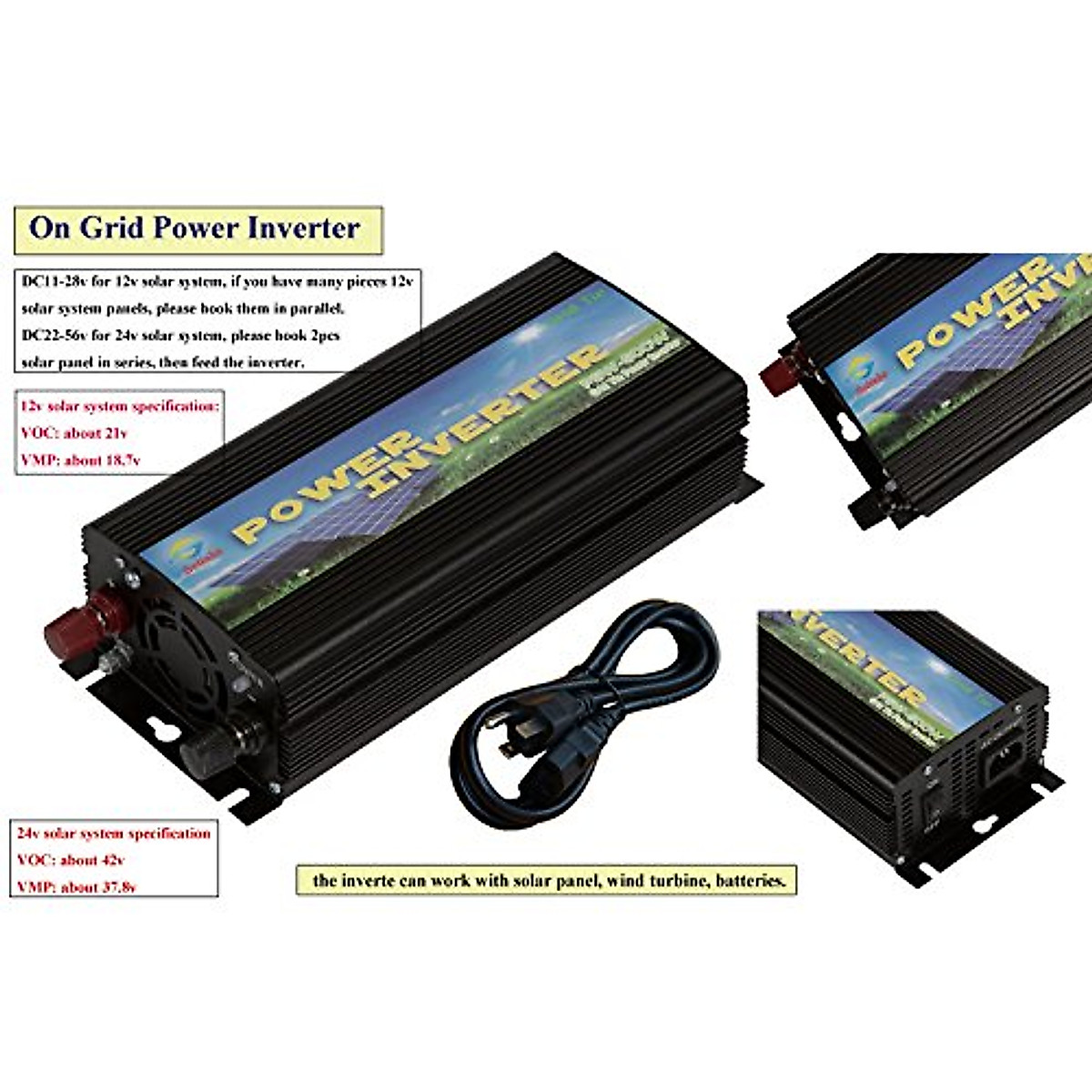 Solinba Grid Tie Solar Inverter 500w DC11-28v to AC90-130v for 12v Solar System