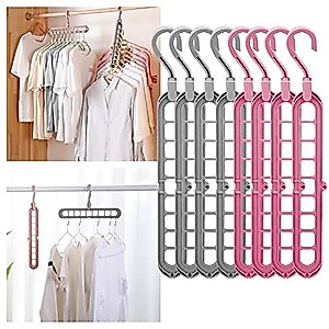 HandyAndy Space Saving Hangers for Clothes (8 Pack) Multi Storage Magic Hangers & Collapsible Hangers | Wonder Hangers for Closet Organizer - Foldable Hanger Stacker for Wardrobe, College Dorm Rooms