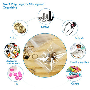 Small Clear Plastic Zip Lock Jewelry Bags 2 Mil 300pcs, 2 x 3 inch Resealable Ziplock Storage Baggies for Travel Earring Beads Daily Pills