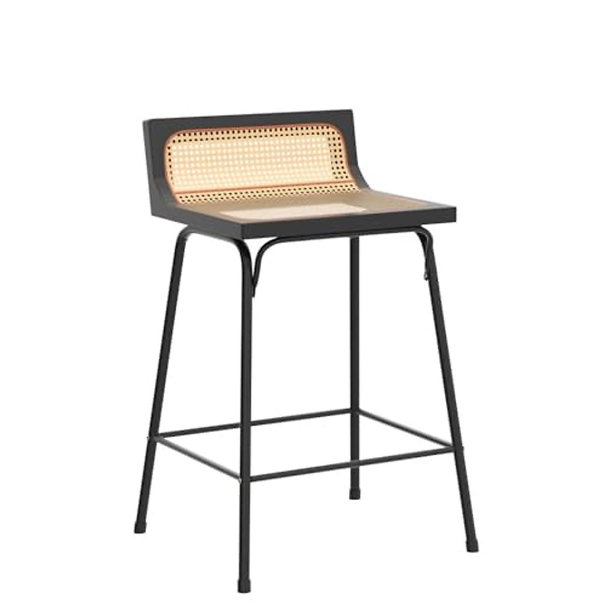 ZYBT Black Rattan Bar Stools Set of 2, Counter Height, 24 inch