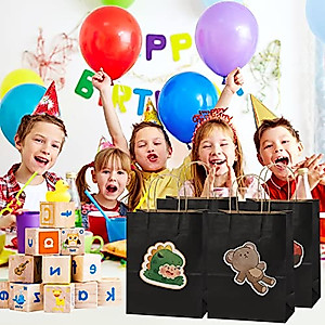 Poever Black Kraft Paper Bags with Handles 5x3x8 & 8x4x10 & 10x5x13 30 PCS, Gift Bags Shopping Bags Goody Bags Recyclable for Birthday Party Takeouts Retail Grocery