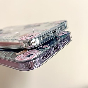 YeLoveHaw Designed for iPhone 14 Pro Max Magnetic Case for Women Girls, Rose Floral & Green Leaves Pattern [Compatible with MagSafe] Slim Hard Protective Clear Cover for iPhone 14ProMax (Pink Flower)