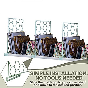 5 star moon, 3 Pcs Green Metal Closet Shelf Dividers, Heavy Duty & Rust Proof Closet Shelf Dividers for Wood Shelves,Multi-Purpose Shelves Dividers for Closet in Kitchen, Clothing, Shoes, Purses