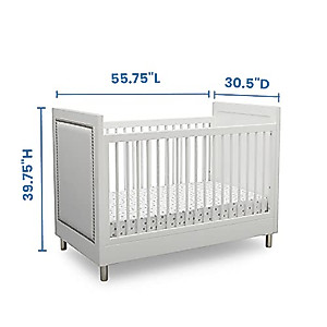 Delta Children Simmons Kids Avery 3-in-1 Convertible Crib with Toddler Rail, Greenguard Gold Certified, Bianca White…