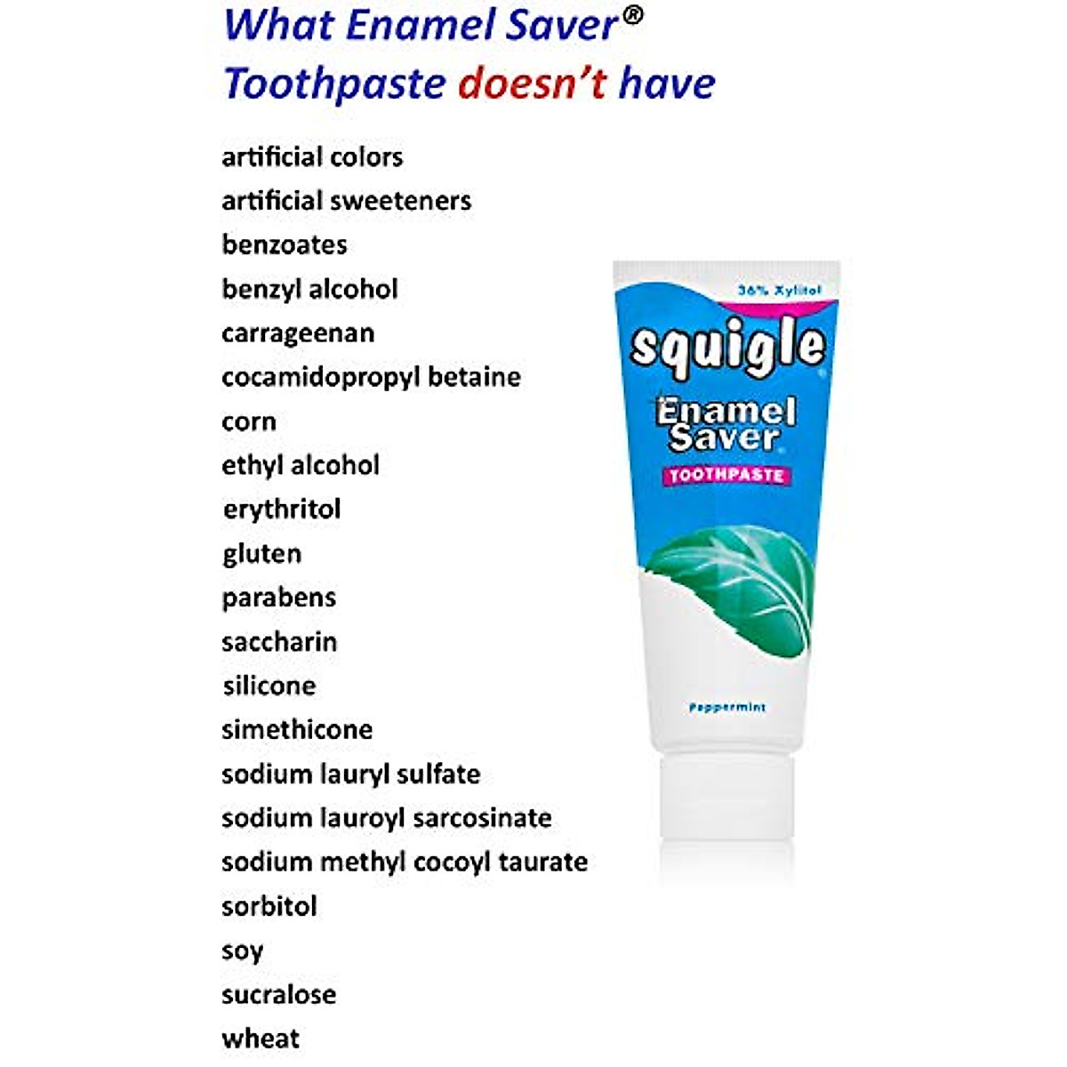 Squigle Enamel Saver Toothpaste (Canker Sore Prevention & Treatment) Prevents Cavities, Perioral Dermatitis, Bad Breath, Chapped Lips - 4 Pack