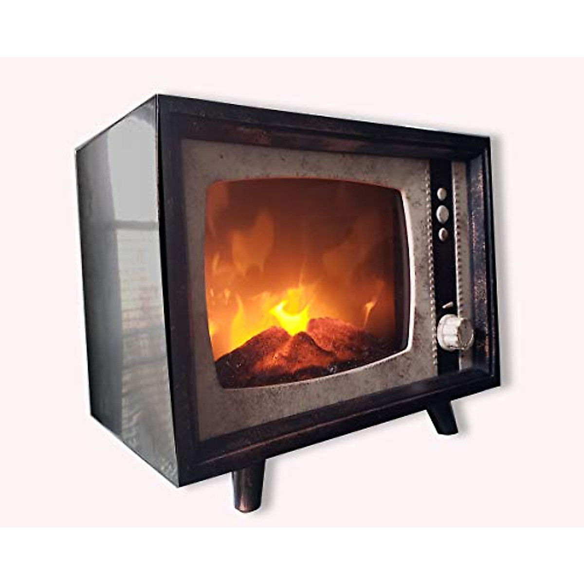 Decorative Realistic Fireplace Compact Retro Television with LED Moving Flame Effect, Hearth-Like-Glow With Electric Fireplace TV Look For Indoors by ELYYT