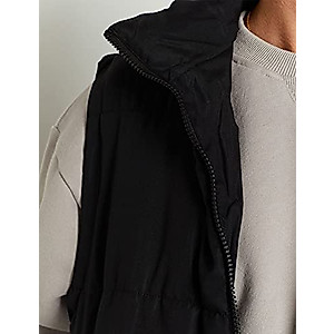 Zhiyouni Womens Puffer Vests Jackets Sleeveless Stand Collar Zipper Puffy Coats (Black-L)