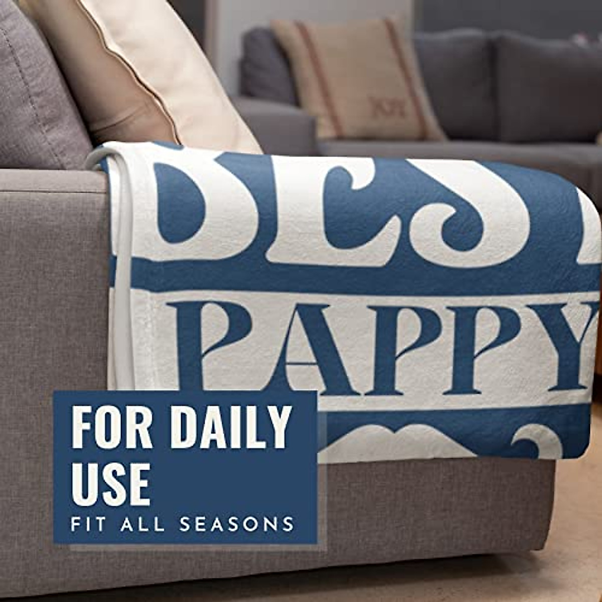 InnoBeta Pappy Gifts, Gifts for Grandpa, Throw Blanket for Grandfather, Presents from Granddaughters Grandsons for Christmas, Birthday, Father's Day - 50" x 65" Best Pappy Ever