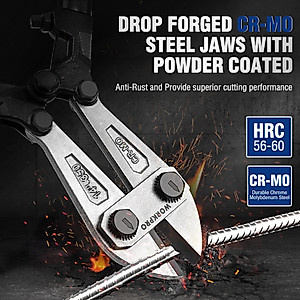 WORKPRO W017004A Bolt Cutter, Bi-Material Handle with Soft Rubber Grip, 14", Red&Blue