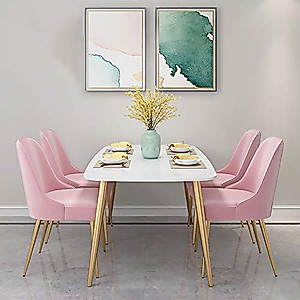 Henf Modern Dining Table, Simple Marble Gold Kitchen Table, Elegant Dinner Table with Metal Legs and Faux Marble Table Top, Modern Home Furniture for Dining Room