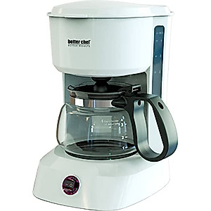 Better Chef Basic Coffee Maker | 4-Cup | Pause-N-Serve | Carafe Warmer | Reservoir Window (White)
