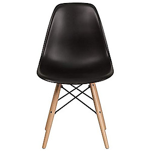 Flash Furniture Elon Series Black Plastic Chair with Wooden Legs