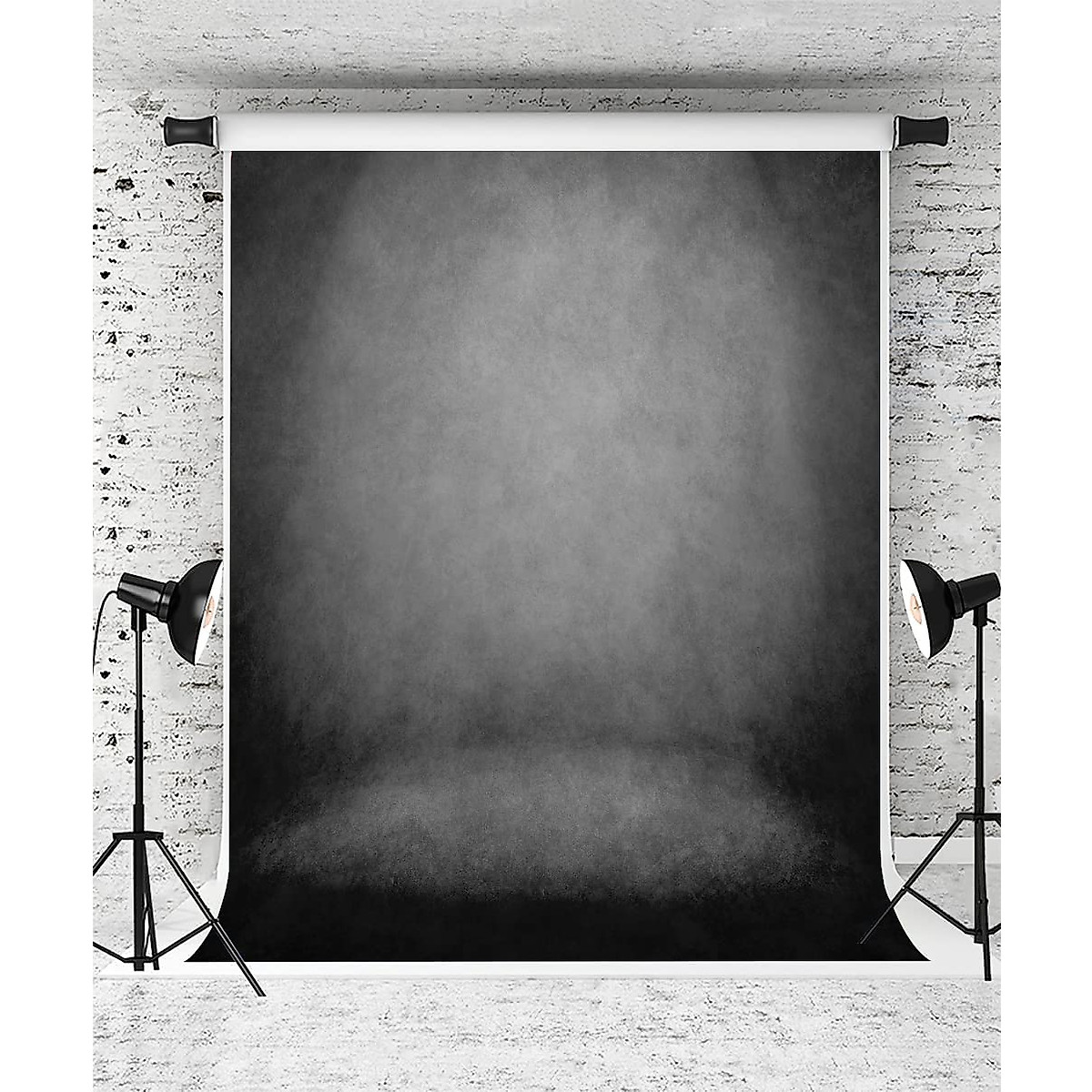 BINQOO 5x7ft Abstract Portrait Black Gray Photography Backdrop Professional Head Shots Adults Kids Girls Solid Color Backdrop School Student Old Master Photo Studio Props