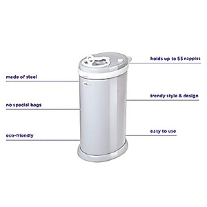 Ubbi Steel Odor Locking, No Special Bag Required Money Saving, Awards-Winning, Modern Design, Registry Must-Have Diaper Pail, Pink