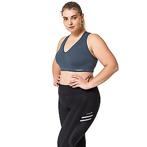 Yvette Women High Impact Sports Bras Criss Cross Back Sexy Running Bra for Plus Size, 08A, M(DF)