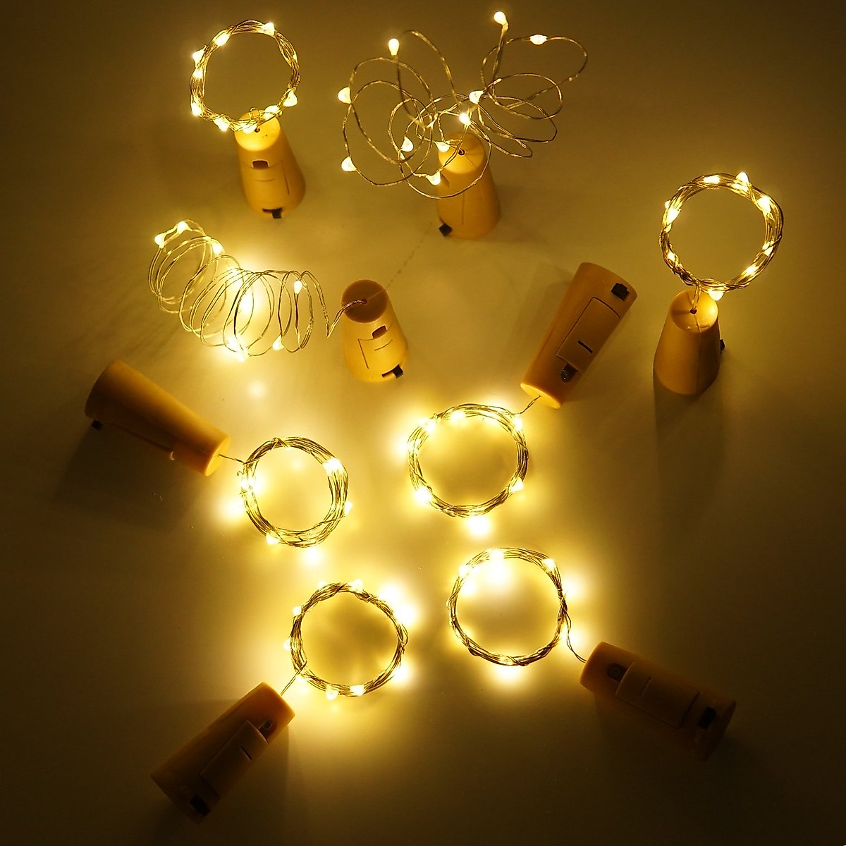 LoveNite Wine Bottle Lights with Cork Switch, 15 LED 8 Pack Battery Operated Mini Fairy Copper Wire Cork String Lights for Party Wedding Christmas Festival Decoration (Warm White)