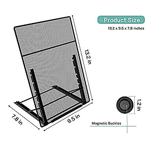 MaxGear Desktop Document Holder for Typing, Paper Holder Stand for Desk with 4 Magnetic Buckles, Metal Mesh Letter Copy Holder for Monitor Computer Reading with 6 Adjustable Positions, Black
