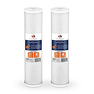 Aquaboon 1-Pack of 5 Micron 20" String Wound Sediment Water Filter Replacement Cartridge & Aquaboon 2-Pack Coconut Shell Water Filter Cartridge | Universal Whole House 5 Micron 20 inch Cartridges