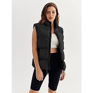 AUTOMET Puffer Vest Women Sleeveless Winter Zip Up Outerwear Warm Puffer Lightweight Stand-up Collar Down with Pocket Fall Outfits 2023