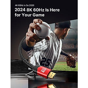 JSAUX Long HDMI Cable 15FT, HDMI 2.1 8K&4K Ultra High Speed Cord 48Gbps(8K@60Hz 7680x4320, 4K@120Hz) eARC HDR10 HDCP 2.2 & 2.3 3D, Compatible for PS5/PS4/X-Box/Roku TV/HDTV/Blu-ray/LG/Samsung QLED