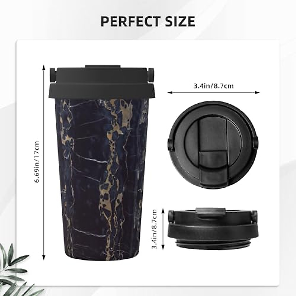WANGXUEE Marble Pattern Print 500ml Stainless Steel Travel Tumbler Double Wall Vacuum Insulated Coffee Mug