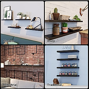 Boswillon 4 Sets Black Floating Shelves with Invisible Brackets,Modern Shelf for Bedroom,Bathroom, Kitchen Wall Decor – Black