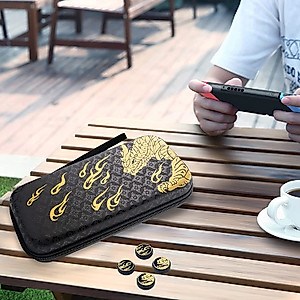 Frusde for Switch Carry Case Monster Hunter Rise, Portable Carrying Case for Switch with 4 MHR Silicone Thumb Grip Caps, Travel Case Cover with 10 Playing Card Slots for Switch Console & Accessories