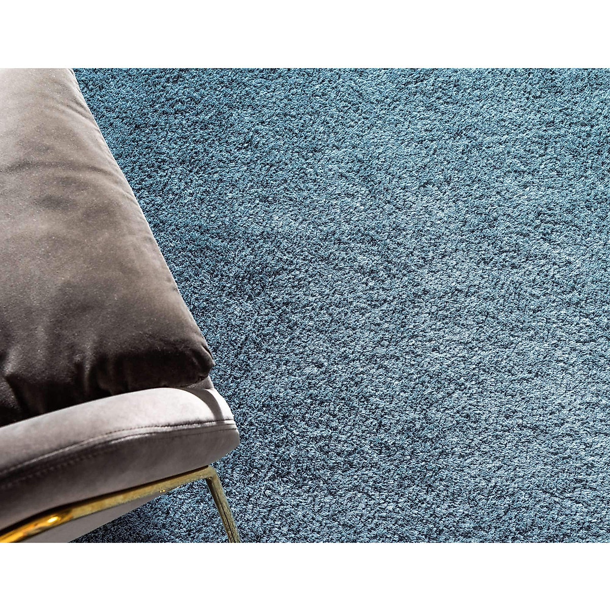 Unique Loom Studio Solid Shag Collection Urban Modern Super Soft & Plush Area Rug, 5 ft x 8 ft, Slate Blue