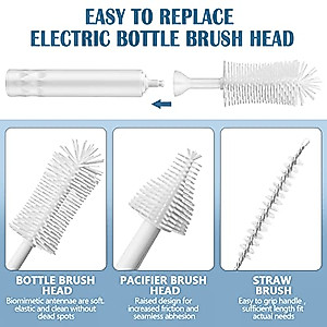 Electric Bottle Brush Set with Baby Bottle Brush Cleaner,Rechargeable Straw Cleaner Brush,Silicone Bottle Brush Kit,for Baby Bottles Pacifiers Straws Travel Bottle Brush Set
