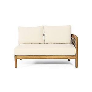 Christopher Knight Home 317343 Burchett Chat Set, Teak + Mixed Brown + Beige + Dark Gray