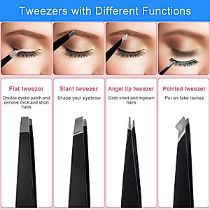 Fangze Tweezers and Fingernail Clippers Kit, 8 Pcs Professional Tweezer Nail Clipper Set Stainless Steel Manicure Tools with Case for Men Women