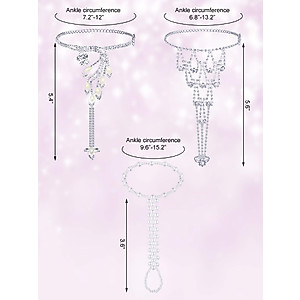 Hicarer 6 Pieces Foot Jewelry Barefoot Sandals for Women Rhinestone Anklets Bohemian Foot Chain for Beach Wedding Valentine's Day