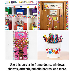 Carson Dellosa | Groovy Hearts Bulletin Board Borders | 12 Strips, 36ft