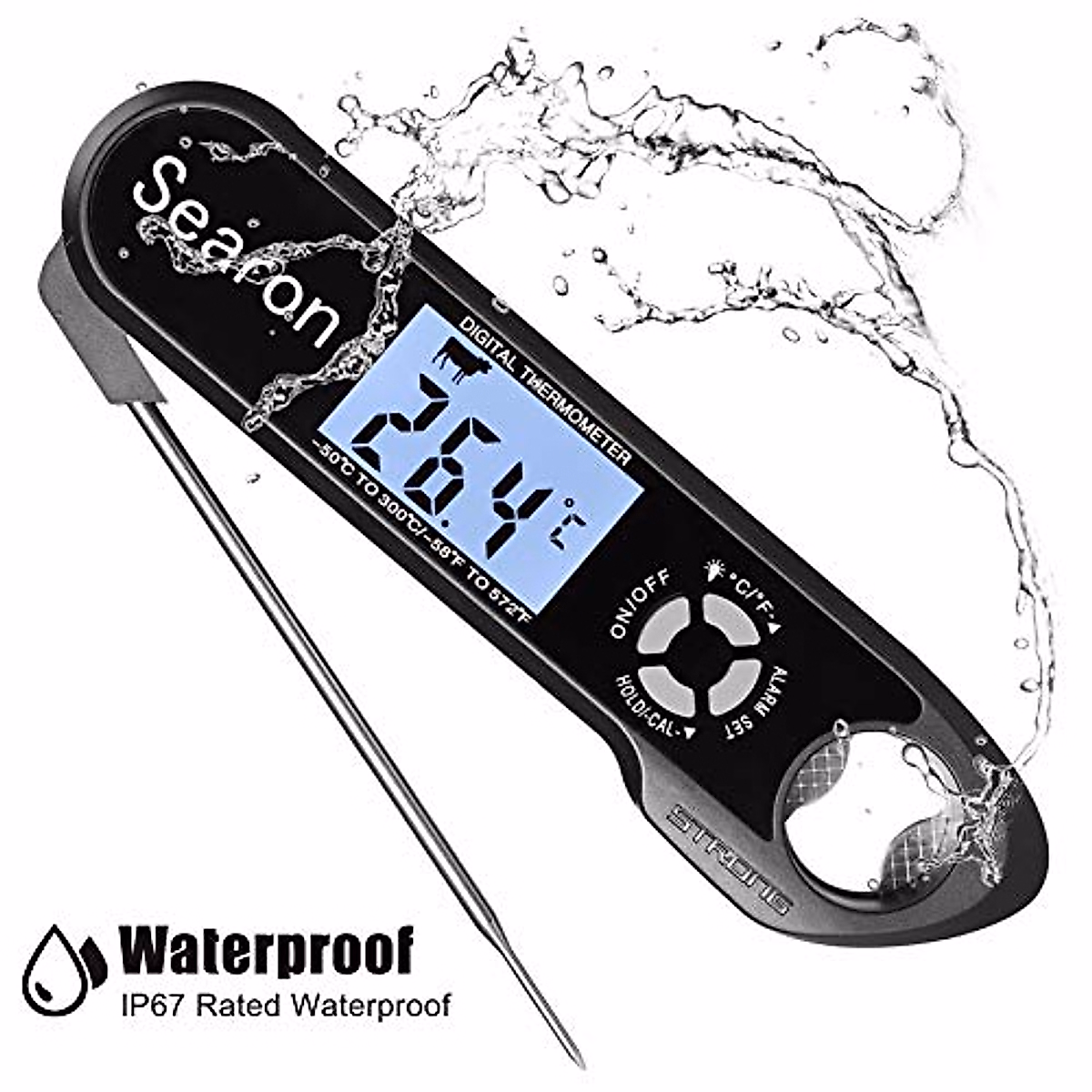 Searon Digital Meat Thermometer, Dual Probe Food Thermometer, 2-4S Instant Read Backlight Waterproof for Cooking Kitchen Oven Safe BBQ Grilling Smoker Baking Turkey