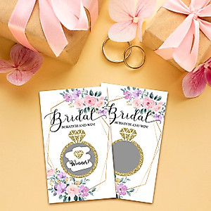 Bridal Shower Scratch Off Game Cards, Boho Floral Bridal Lottery Tickets, Gold Foil Wedding Shower Games Ideas, Bachelorette Party Activities & Decorations (50 Pack)-03