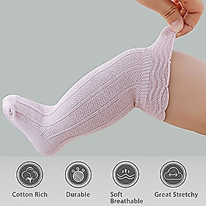 Petrass Knee High Socks Baby Girls,Infant Ruffle Knee High Socks,Toddler Knee High Socks （6 packs）