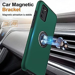 JAME for Samsung A03s Case, Samsung Galaxy A03s Case with Screen Protector[2 Pcs], Slim Soft Shockproof Phone Case with Rotation Kickstand [Magnetic Car Mount Feature] for Glaaxy A03s Case-Green