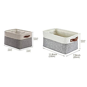 DECOMOMO Foldable Storage Bin (LARGE-Grey and White 15 x 11 x 9.5" - 3 Pack and Small 11.8 x 8 x 6-6 Pack) Collapsible Sturdy Cationic Fabric Storage Basket Cube W/Handles for Organizing Shelf Nurse
