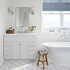 ARIEL Hamlet 43 Inch White Bathroom Vanity with Sink, 1.5" Edge Quartz Countertop, Solid Wood, Right Oval Sink, 2 Soft-Closing Doors & 2 Full Extension Drawers, Toe Kick