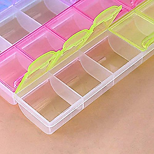 1 Pack Diamond Painting Container 35 Grids Diamond Painting Storage Box Plastic Rectangle Bead Storage Containers Jewelry Organizer Storage Container Nail Art Storage Case, Multicolor