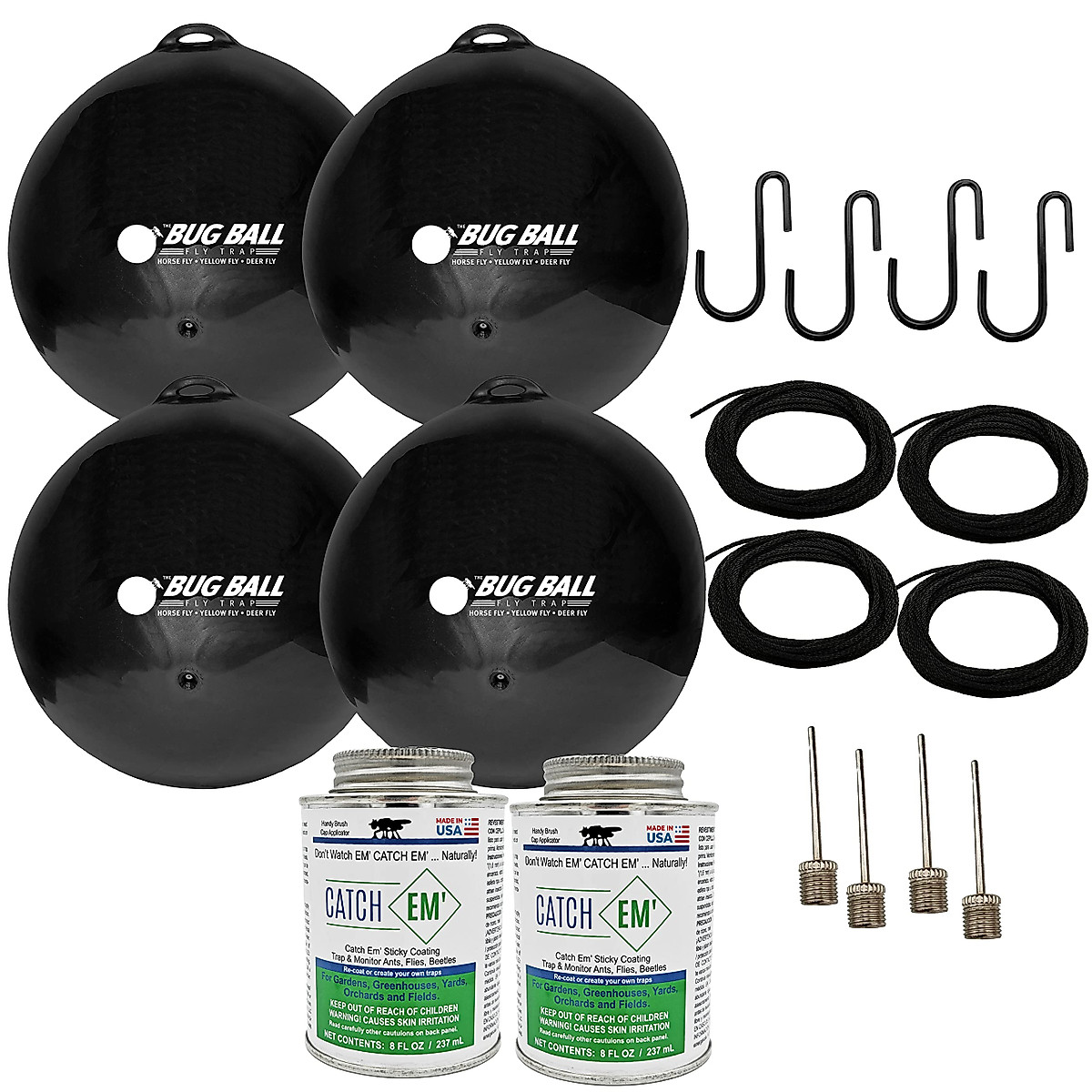 Bug Ball 4 Pack Starter Kit Complete - Odorless Eco-Friendly Biting Fly and Insect Killer with NO Pesticides or Electricity Needed, Kid and Pet Safe