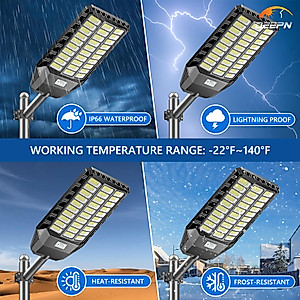 Solar Street Lights Outdoor, Solar Parking Lot Lights Commercial Grade 420000 Lumens Solar Lights Outdoor Waterproof Dusk to Dawn Motion Sensor with Remote Control, 4 Pack