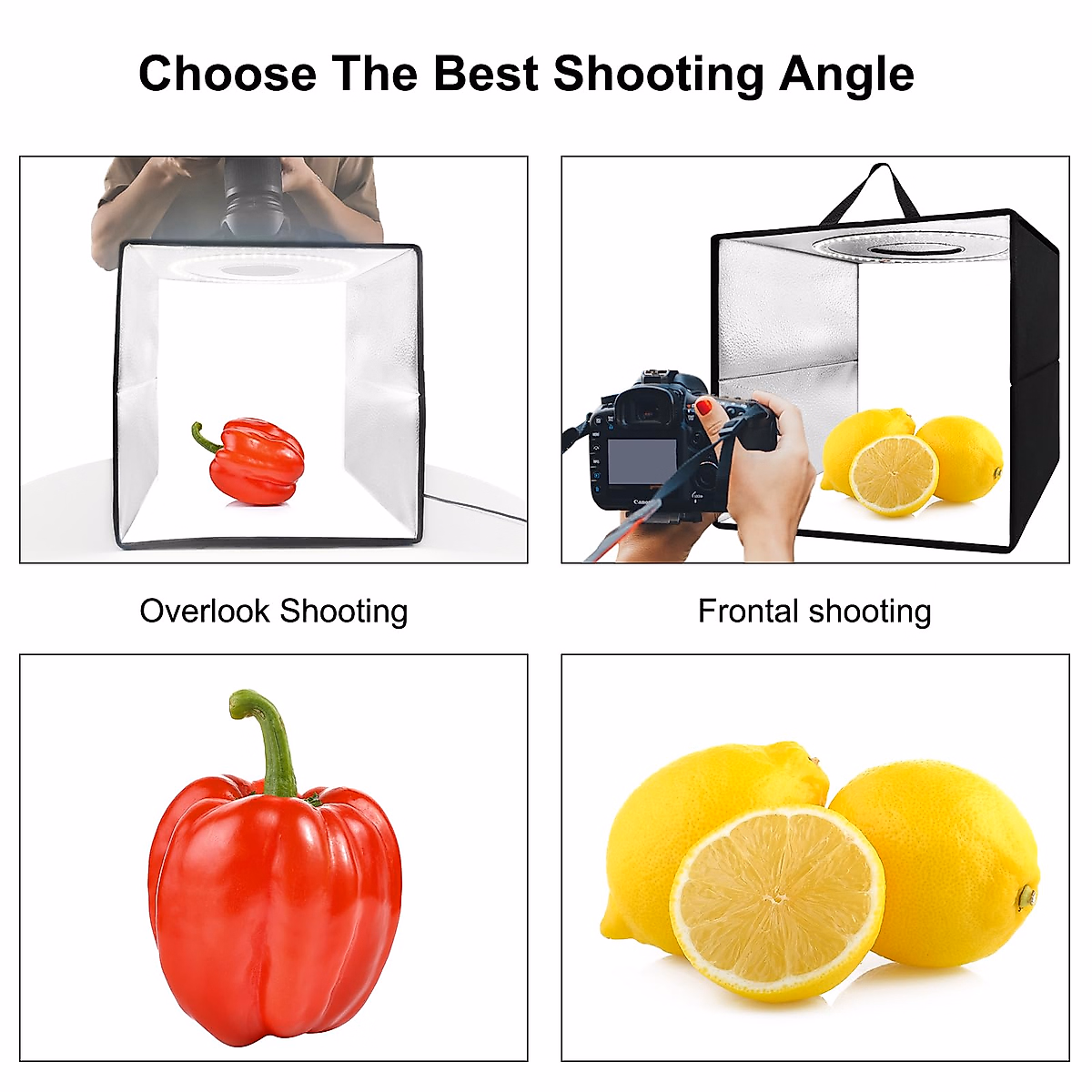 Light Box Photography, Photo Studio Light Box 12''x12'' Professional Shooting Tent Kit with 120 LED Lights & 6 Color Backdrops &1 Diffuser Cloth - Dimmable Lightbox for Product Photography