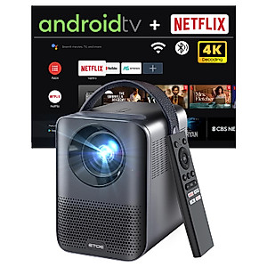 ETOE Smart Projector 1080P with Android TV 10.0, Netflix-Certified, 5G WiFi Bluetooth, Wireless Chromecast, Movie Projector Compatible with iOS/Android/HDMI/Fire TV stick - D2 Pro