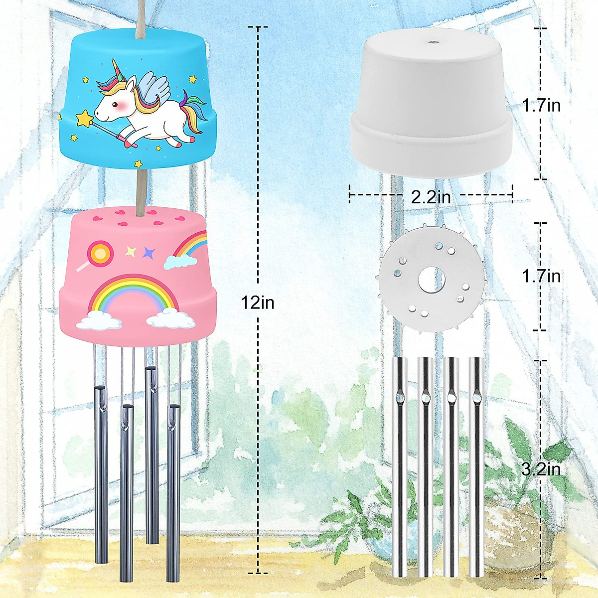 2-Pack Make A Wind Chime Crafts Kits, Arts and Crafts for Kids Toys for Boys Girls Age 3-5 4-8 8-12