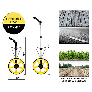 AdirPro Digital Distance Measuring Wheel - Large Digital LCD Display - 12 Commercial Grade Feet-Inch - Free Carrying Bag