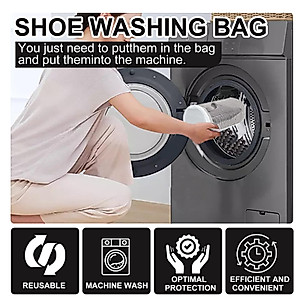 MEILANHUI 2Pcs Shoe Washing Machine Bag, 360° Wrap-Around Cleaning Laundry Shoe Bag for Washer and Dryer Reusable and Durable Zipper Shoe Washing Bag for All Shoe Types and Sizes (Grey)