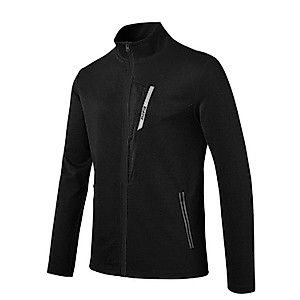 MoFiz Men's Tracksuits Full Zip Track Suits For men Solid Jogger Sets Windbreakers Jacket Track Pants 2 Piece Sets With 5 Pockets Classic Black L